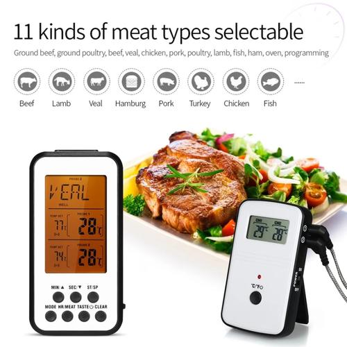 Jual termometer digital wireless dual probe-thermometer dapur oven ...