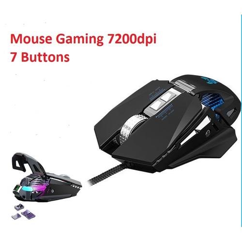 Jual Mouse Gaming USB 7200dpi 7 Tombol Gaming Mouse Metal Wheel Design ...
