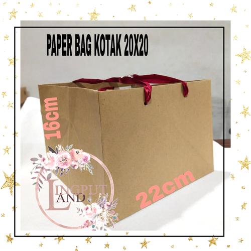 Jual Paper Bag Polos - Paper Bag Kotak 20x20cm - Tas Kertas Kotak Nasi ...