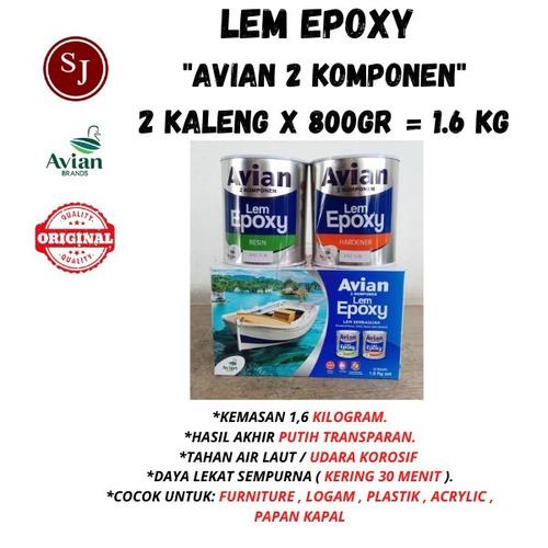 Jual Lem Epoxy Avian 1.6 Kg E Poxy Kayu Besi Logam Kaca Logam Glass ...