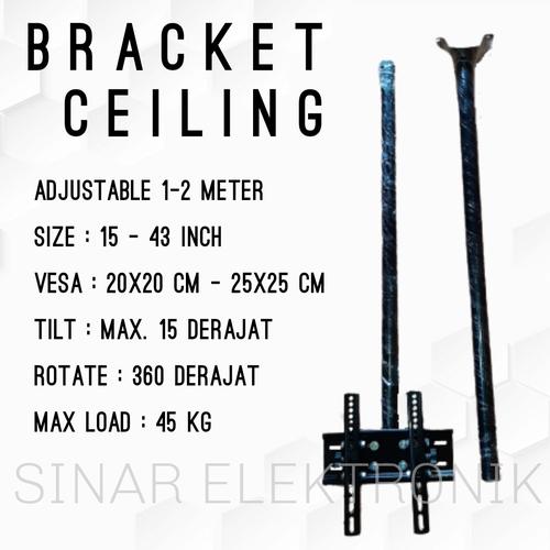 Jual BRACKET TV LCD LED CEILING GANTUNG PLAFON 15-43 INCH PANJANG 2 ...
