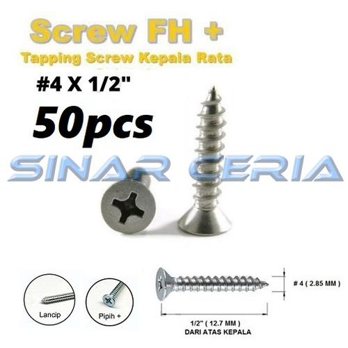 Jual SEKRUP FH 4 x1/2" - SKRUP BAUT TAPPING Box Plastik X4 X6 isi 50pcs ...