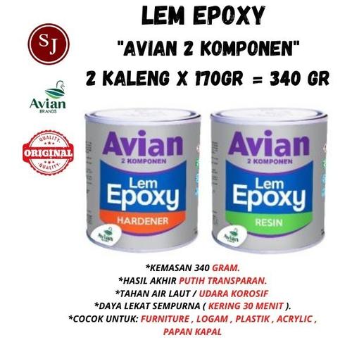 Jual Lem Epoxy Avian 340 Gram E Poxy Kayu Besi Logam Kaca/ Lem Sebaguna ...