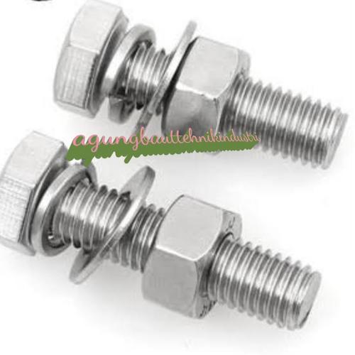 Jual baut mur m10x70mm stainless plus ring plat dan ring per - Kota ...