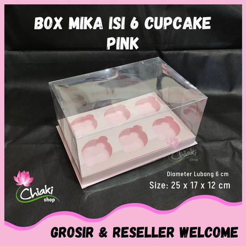 Jual Box Cupcake isi 6 PINK 25 x 17 x 12 Kotak Mika Donat Dus Kue ...