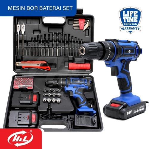 Jual Bor Cordless Drill Bor Baterai 18V H&L Impact Drill Bor Beton ...