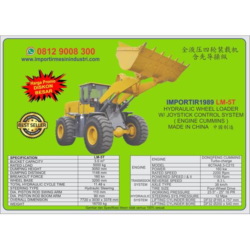 Jual Loader 5 Ton 3.0 m3 - Hydraulic Wheel Loader CUMMINS Power 160 Kw ...
