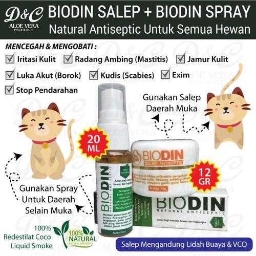 Promo BIODIN SPRAY PLUS SALEP ATASI JAMUR KUCING SCABIES PENYAKIT KULIT ...