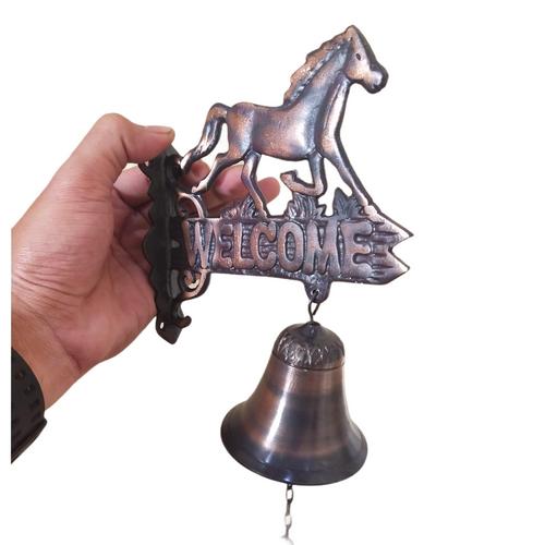 Jual Brass door bell / Bel lonceng kuningan antik motif kuda welcome ...