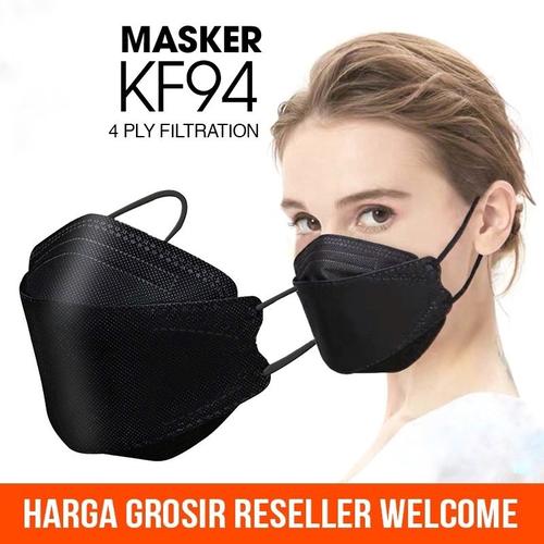 Jual Masker KF94 Black - Masker korea 4Ply Earloop Hitam KF 94 - KF94 ...