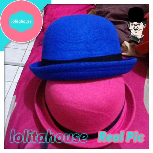 Jual TOPI CHAPLIN WANITA DEWASA TOPI BOWLER MANGKOK FEDORA CAPLIN POLOS ...