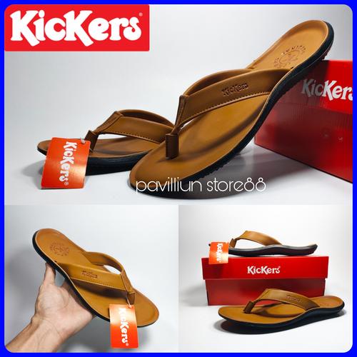 Jual sandal Kickers pria - sandal jepit Kickers kulit asli - sendal ...