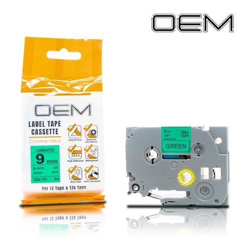 Jual OZe-721 OEM LABEL TAPE BROTHER 9mm Black On Green - Jakarta Pusat ...