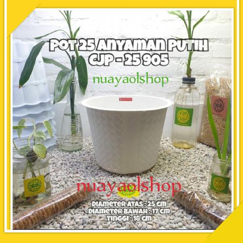 Jual Pot Bunga Tanaman Motif Anyam Putih CJP 25cm - Kota Tangerang ...