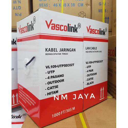 Jual Kabel LAN UTP Cat5E Outdoor Vascolink Warna Hitam Black 305meter ...