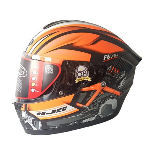 Jual HELM NJS FULL FACE NJS ZX-1 RUSH BLACK DOFF ORANGE FLUO - XXL ...