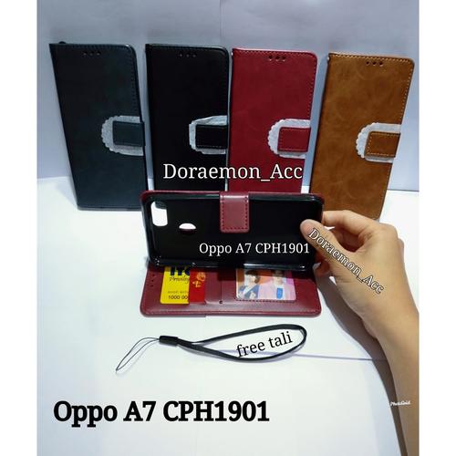 Jual LEATHER FLIP COVER OPPO A7/A7 NEW 2018 - WALLET CASE KULIT ...