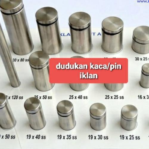 Jual pin iklan / penjepit akrilik / dudukan kaca / sign board 25x50 ...