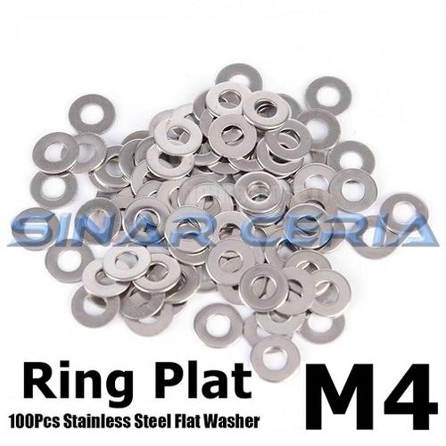 Jual RING PLAT M 4 - RING BAUT M4 STAINLESS STEEL FLATE WASHER ISI 100 ...