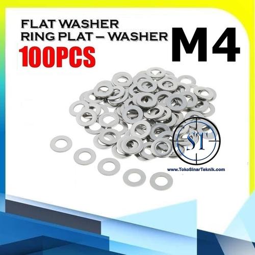 Jual Ring Plat M 4 - Ring Plat Baut M4 4mm Galvanis Flat Washer Isi 100 ...