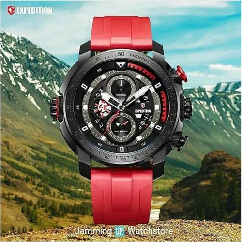 Jual JAM TANGAN PRIA EXPEDITION EXP67710M COWOK BLACK RED RUBBER ...