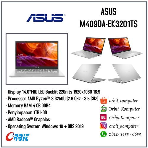 Jual Asus M409DA-EK3201TS AMD Ryzen 3 3250U RAM 4GB HDD 1TB OHS 2019 ...