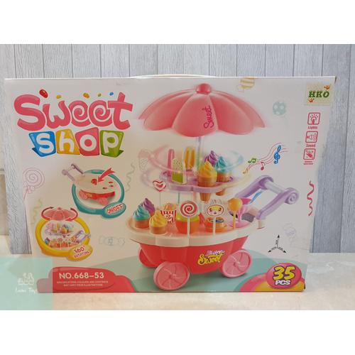 Jual Mainan Anak Cewek Sweet Shop Candy Cart Play Gerobak Set Permen ...