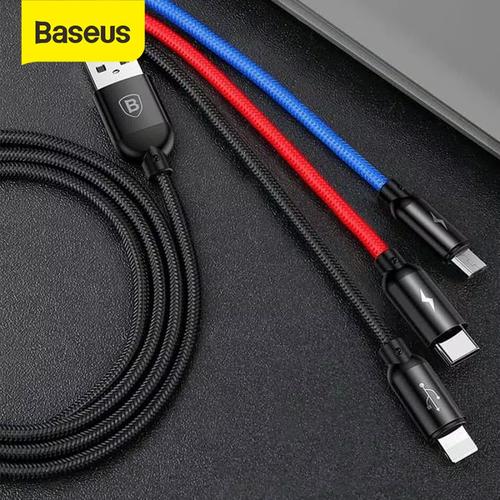 Jual KABEL DATA BASEUS PRIMARY COLORS 3IN1 MICRO+LIGHTNING+TYPE-C 3.5A ...