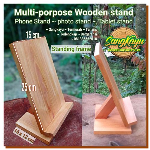Jual Standing frame kayu photo display stand kayu tablet stand phone ...