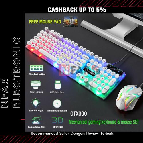 Jual Keyboard Gaming rgb warna Putih Combo With Mouse Free Mousepad ...