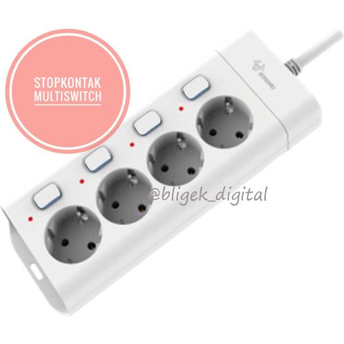Jual Stop Kontak multi switch 4 Lubang / 5 Lubang + 3 meter kabel GONGNIU - 4 lubang + 1,5m ...