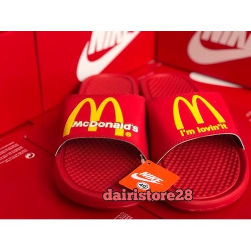 Jual Sendal Slop Pria wanita nike benassi x McDonald's sandal mcd merah ...