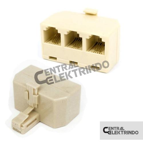 Jual Soket Cabang Telepon Male to Female 3 Way RJ11 T Telepon 3 Cabang ...
