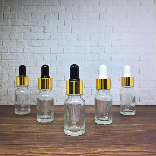 Jual Botol Kaca Pipet 10 ml Bening Tebal Ring Gold - Putih - Kota ...