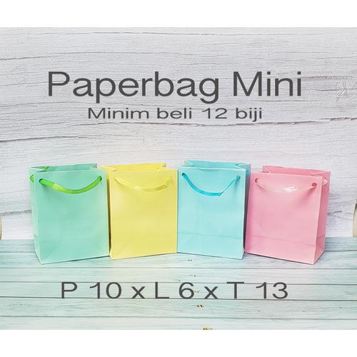 Jual paper bag MINI warna PASTEL 10x13 paperbag polos tali pita tas ...