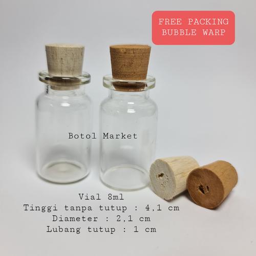 Jual Botol Kaca 8ml Tutup Kayu Gabus Kode TKV8 - Cokelat - Kota Depok ...