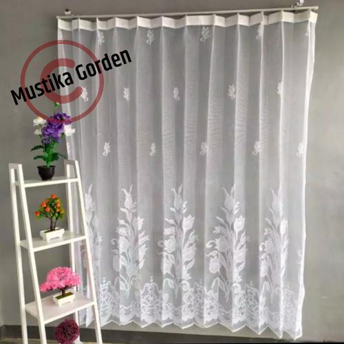 Jual Gorden Vitrase Brokat Tirai Hordeng Tipis Dalaman Putih Gordyn ...