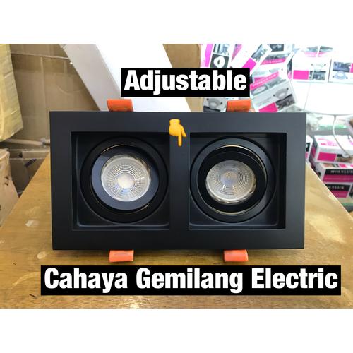 Jual Kap mr16 2gang isi2 isi 2 lampu led halogen halospot downlight hitam - Putih, Type B ...