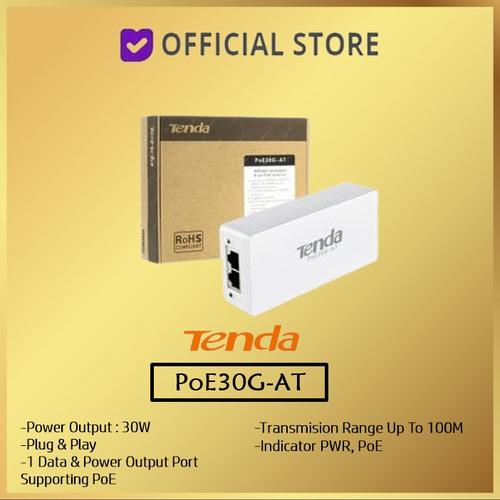 Jual Tenda PoE30G-AT PoE Injector up to 30W output Power Ethernet ...