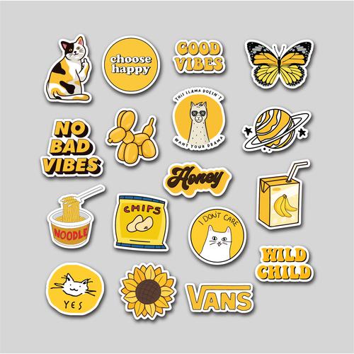 Jual STICKER YELLOW AESTHETIC / STICKER PACK LAPTOP VINYL / STIKER ...