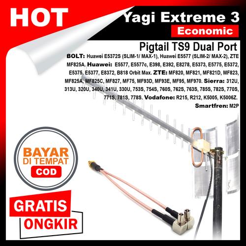 Jual Antena Modem 4G LTE Yagi Extreme III Eco Pigtail TS9 Dual Port - kabel 15 meter - Kab ...