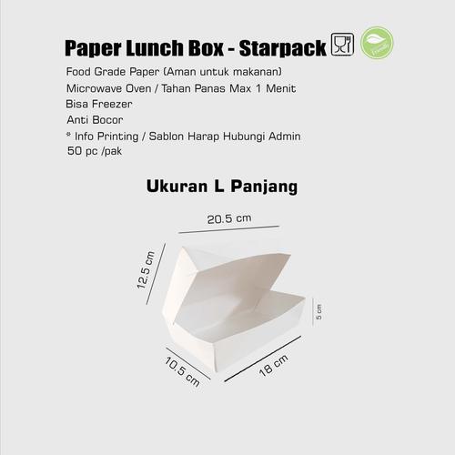 Jual Paper Lunch Box/Paper Take Away/Kotak Makanan Kertas L Panjang (50 ...
