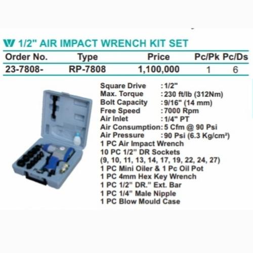 Jual Air Impact Wrench Kit Set 1/2" WIPRO RP 7808 WIPRO RP7808 - Kota ...