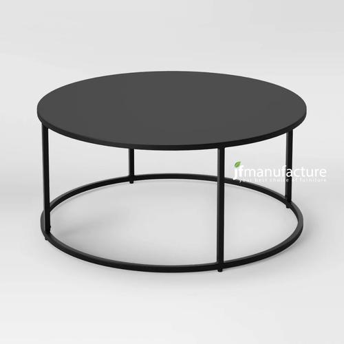 Promo MEJA TAMU BULAT MINIMALIS MODERN - BESI HITAM (COFFEE TABLE ...