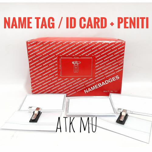 Jual [isi 50] Name Tag MULTI Jepit + Peniti / Namebadges Tanda Peserta ...