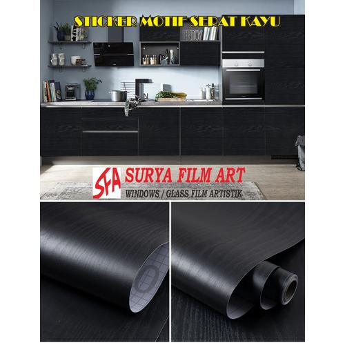 Jual WALLPAPER MOTIF SERAT KAYU HITAM / STIKER KAYU/ WALLPAPER LEMARI ...