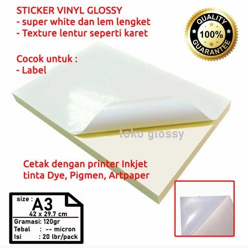 Jual STICKER VINYL GLOSSY A3 (Vinil PVC) - Jakarta Pusat - GLOSSY PRINT ...