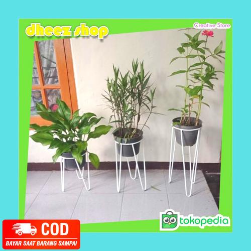Jual Rak Besi Penopang Pot Bunga Dekorasi / Set 3 Pcs Standing Planter ...