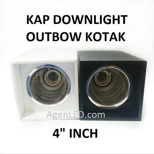 Jual Kap Lampu Downlight Outbow 4 INCH FITTING e27 HITAM PUTIH OB KOTAK ...
