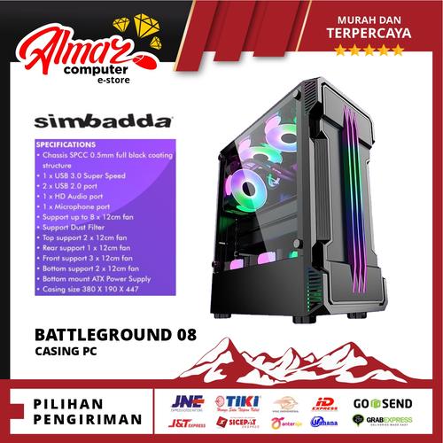 Jual Casing PC Simbadda BattleGround 08 Tempered Glass - ATX Gaming ...